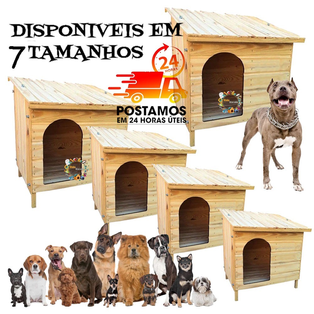 Casinha House Dog Pet Madeira Para Cachorro Cão Porte Pequeno Médio Grande N1 N2 N3 N4 N5 N6 N7 ...
