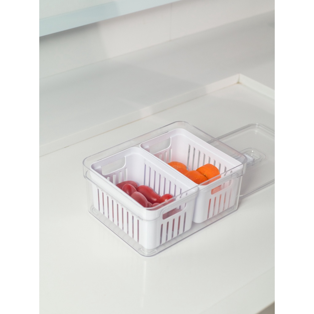 Organizador clear fresh 2,2L com 2 cestos alimentos geladeira conservar ...