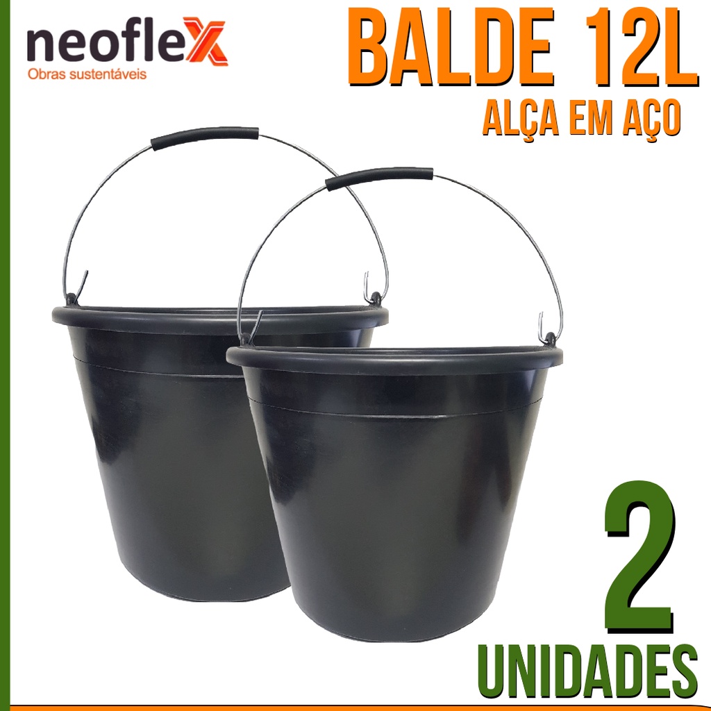 Balde de Obra 12L Multiuso Alça Ferro 2un | Shopee Brasil