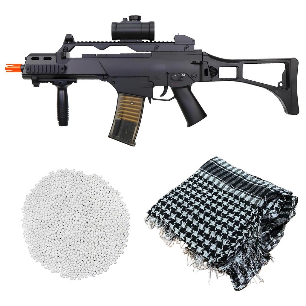 Kit Rifle Airsoft Elétrico Full Auto G36C M85 6mm Preta - Double Eagle + 2000 Esferas 0.12g ...