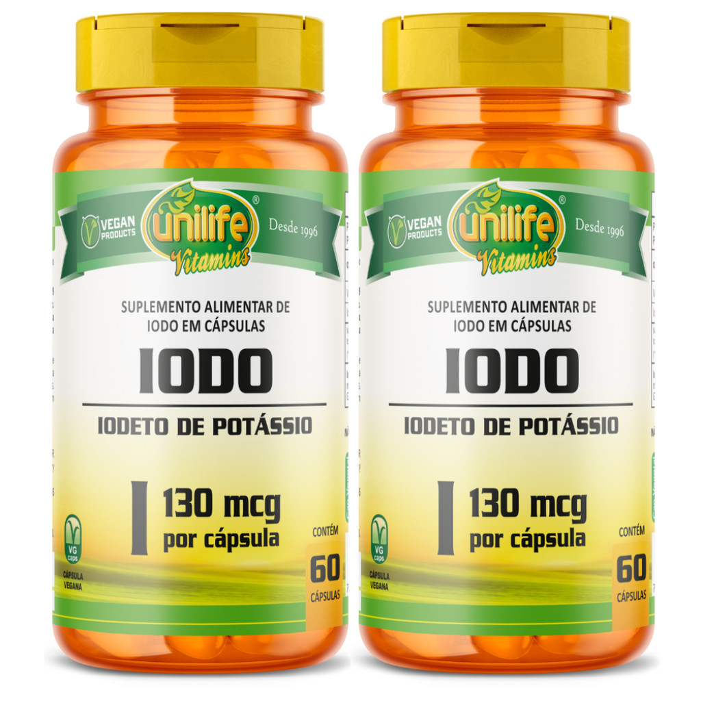 Kit 2 - Iodo Iodeto de Potassio 450mg 60 Cápsulas cada Unilife | Shopee ...