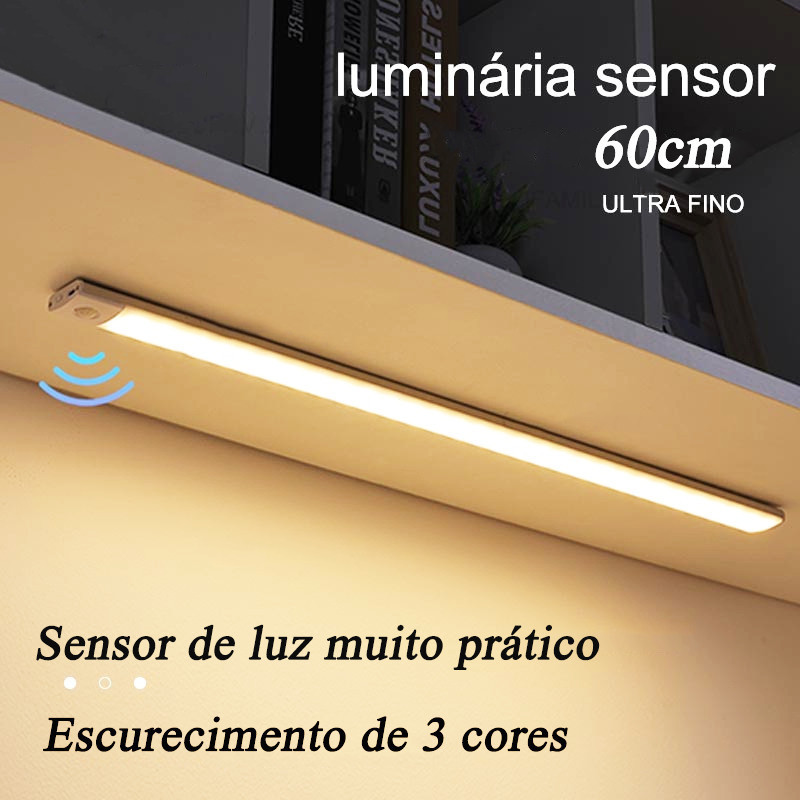 60cm 3 Cores Regulável Led Luminária Sensor De Presença USB ...