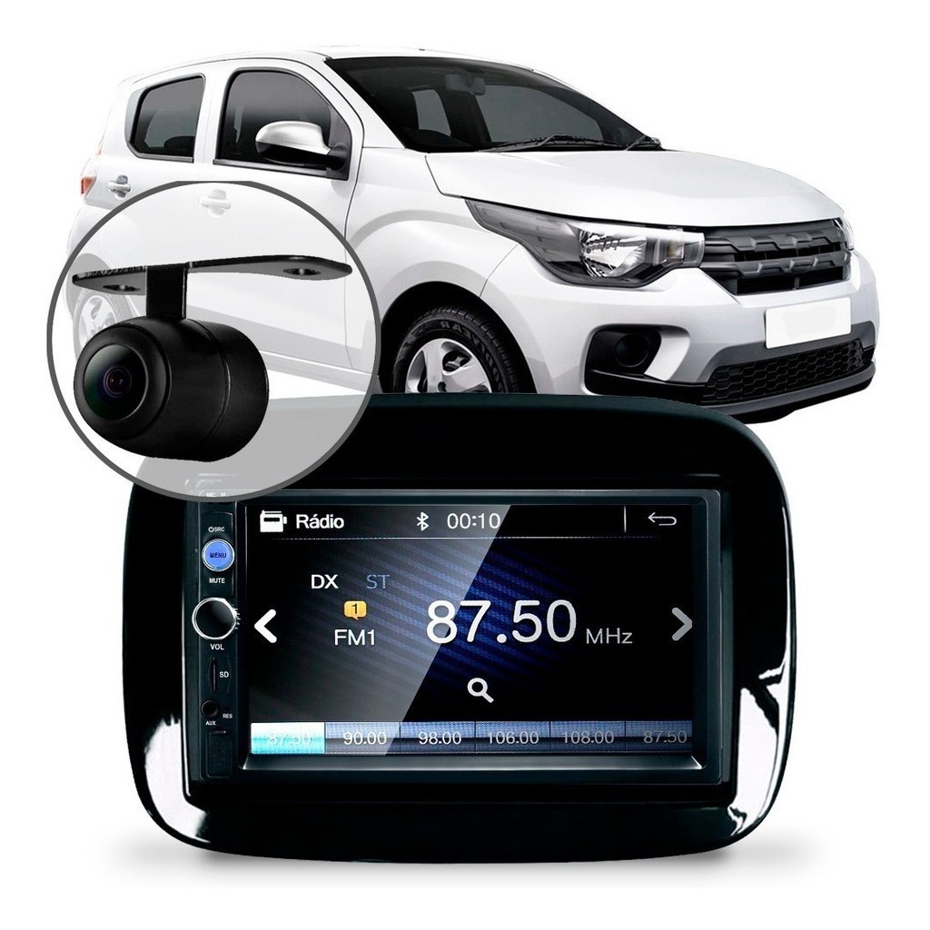 Mp5 Central Multimidia Moldura 2 Din Fiat Mobi Like Fire + Camera | Shopee Brasil