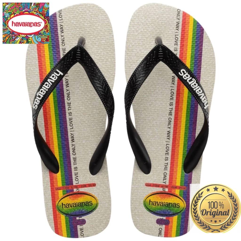 Chinelo Havaianas Top Pride Rainbow marca aliado ao arco-íris do movimento LGBTQIA+ | Shopee Brasil