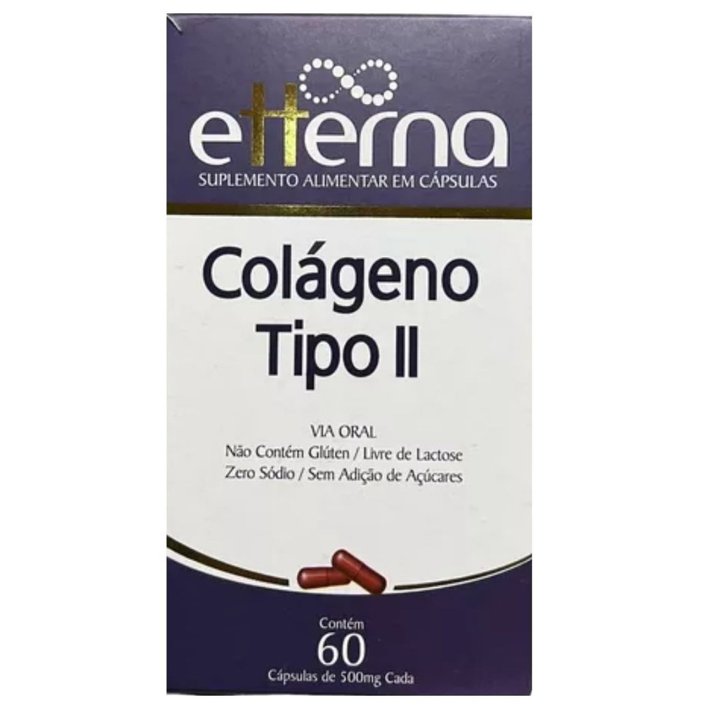 Suplemento Alimentar Etterna - Colágeno Tipo II 60 cápsulas | Shopee Brasil