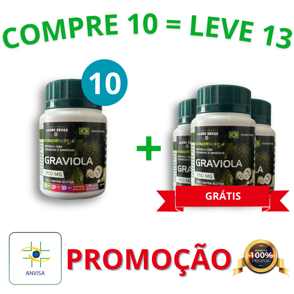 Kit 16 Un Graviola em cápsulas 100% Natural - 30 Cápsulas - Suplemento Natural | Shopee Brasil