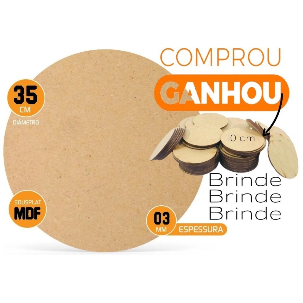 Kit 6 Sousplats MDF Cru – Base Redonda 35 cm para Mesa Posta e Buff ...