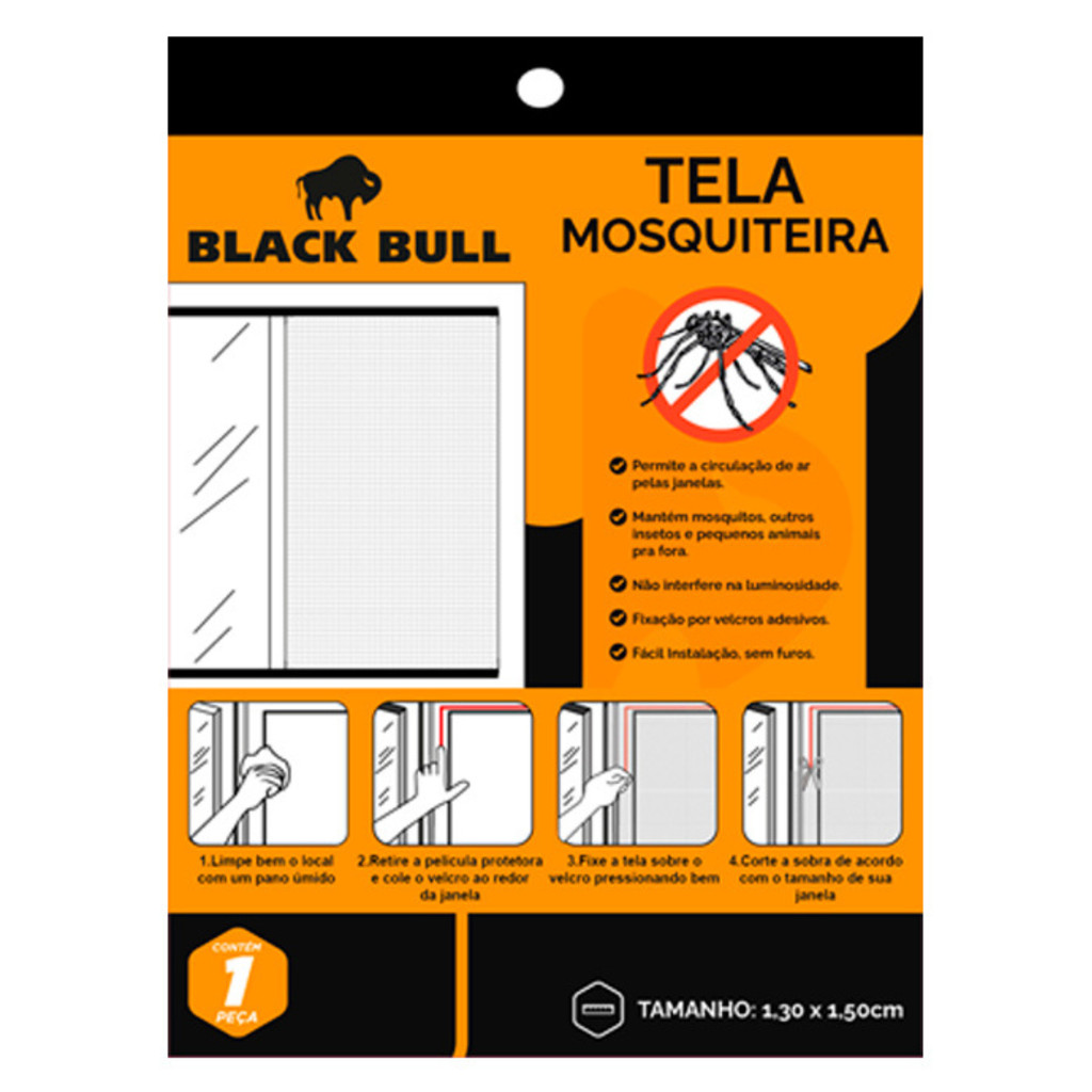 Tela Mosquiteira para Janela Porta Resistente Velcro Adesivo 22,5cm x ...