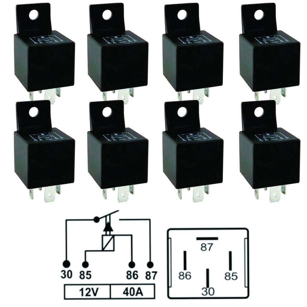 Kit 10 Relé Auxiliar Automotivo 4 Pinos Com Suporte Modelo Universal ...