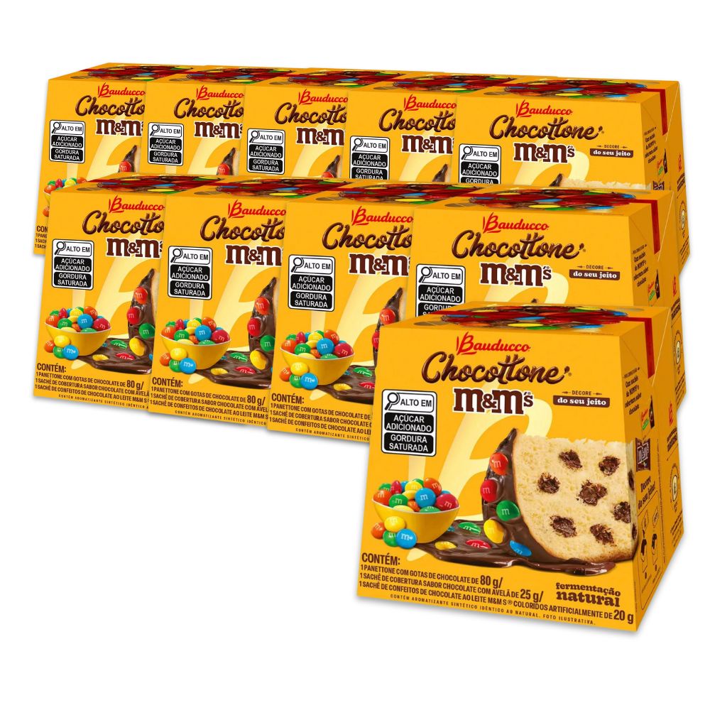 Chocotone Bauducco Kit 10 Mini Panetones M&M's Chocolate 80g | Shopee ...