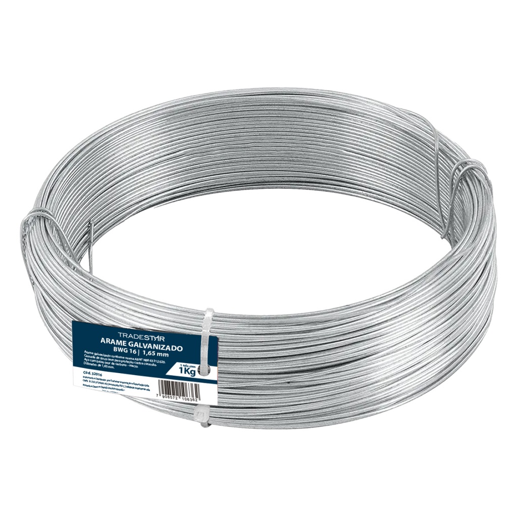 Arame Galvanizado Nº16 Bwg 16 Fio 1,65mm Liso 1kg Tradestar | Shopee Brasil