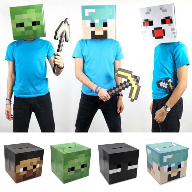 Minecraft Papelão Cabeça Capa Caixa Steve Creeper Enderman Máscara ...