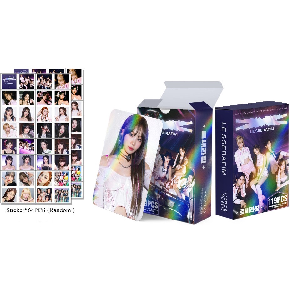 50-119pcs LE SSERAFIM Laser HOLOGRAPHIC LOMO Cards Sakura CHAEWON ...