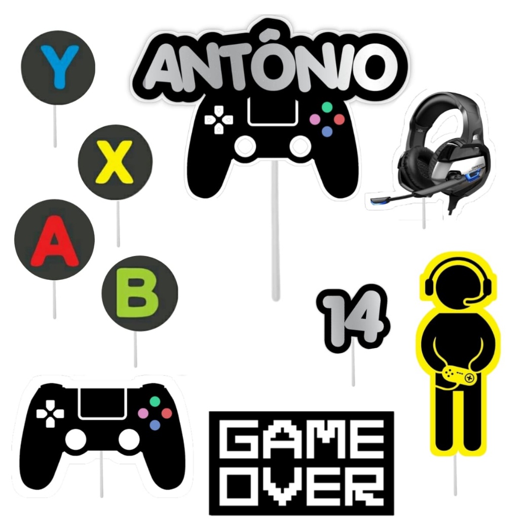 Topo Topper Decoração De Bolo Enfeite Game | Shopee Brasil
