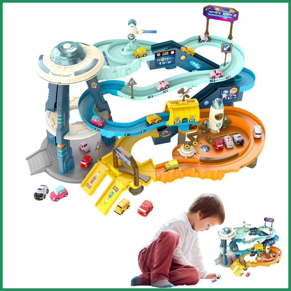 Pista De Corrida De Carros De Brinquedo Conjunto De Com 4 Mini Base De ...