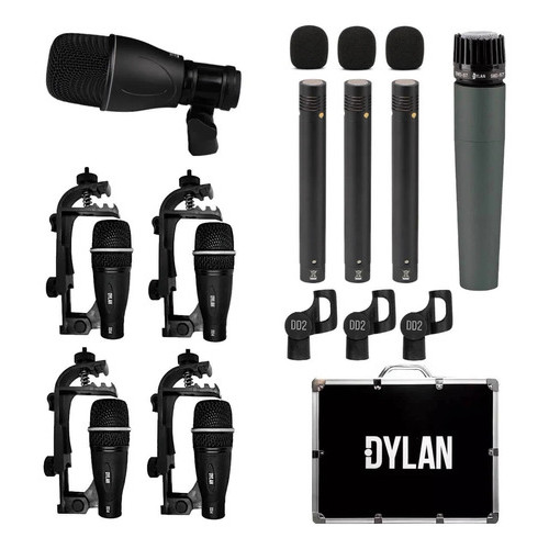 Kit 9 Microfones Para Bateria Dylan Dd-9 Igreja Show+ Maleta | Shopee ...