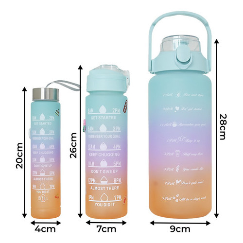 KIT 3 GARRAFAS ÀGUA ACADEMIA FITNESS MOTIVACIONAIS SQUEEZE DIVERSAS CORES | Shopee Brasil