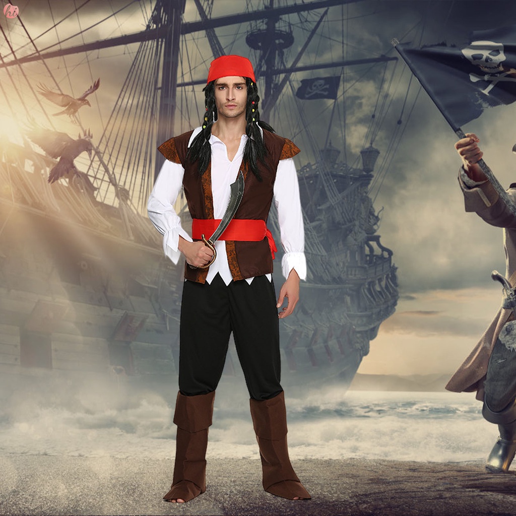 Roupa Cosplay Pirata Masculino Personagem Do Caribe | Shopee Brasil