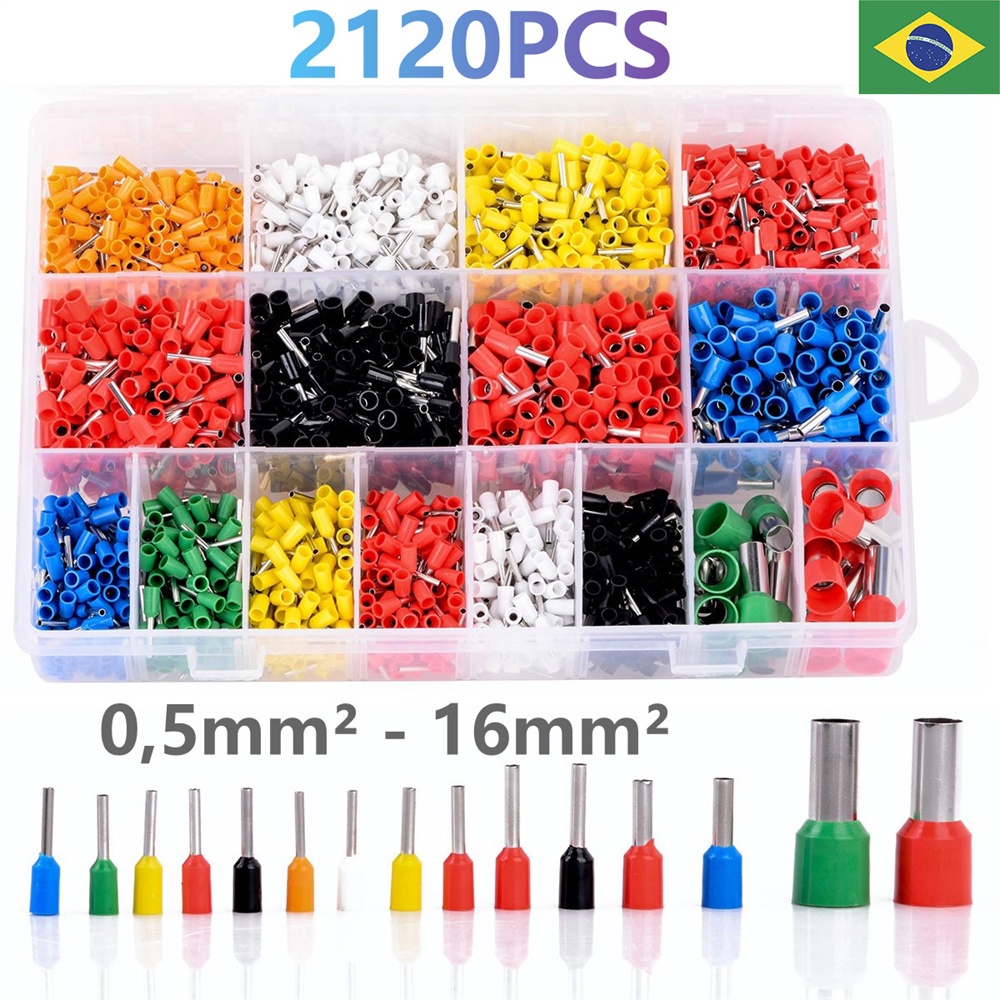 2120pçs Cabo Conector De Fio Elétrico/Para Terminal Tubular/Terminador ...