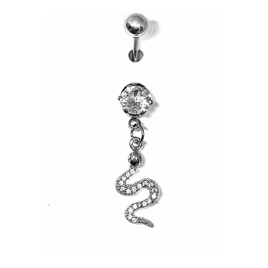 Piercing Umbigo Cobra Com Pedra Zircônia | Shopee Brasil