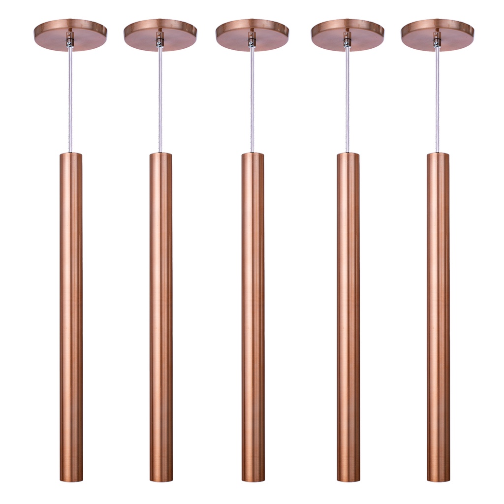 Kit 8 Pendente Tubo Rose Gold 50cm Cabo Cristal LED Quente | Shopee Brasil