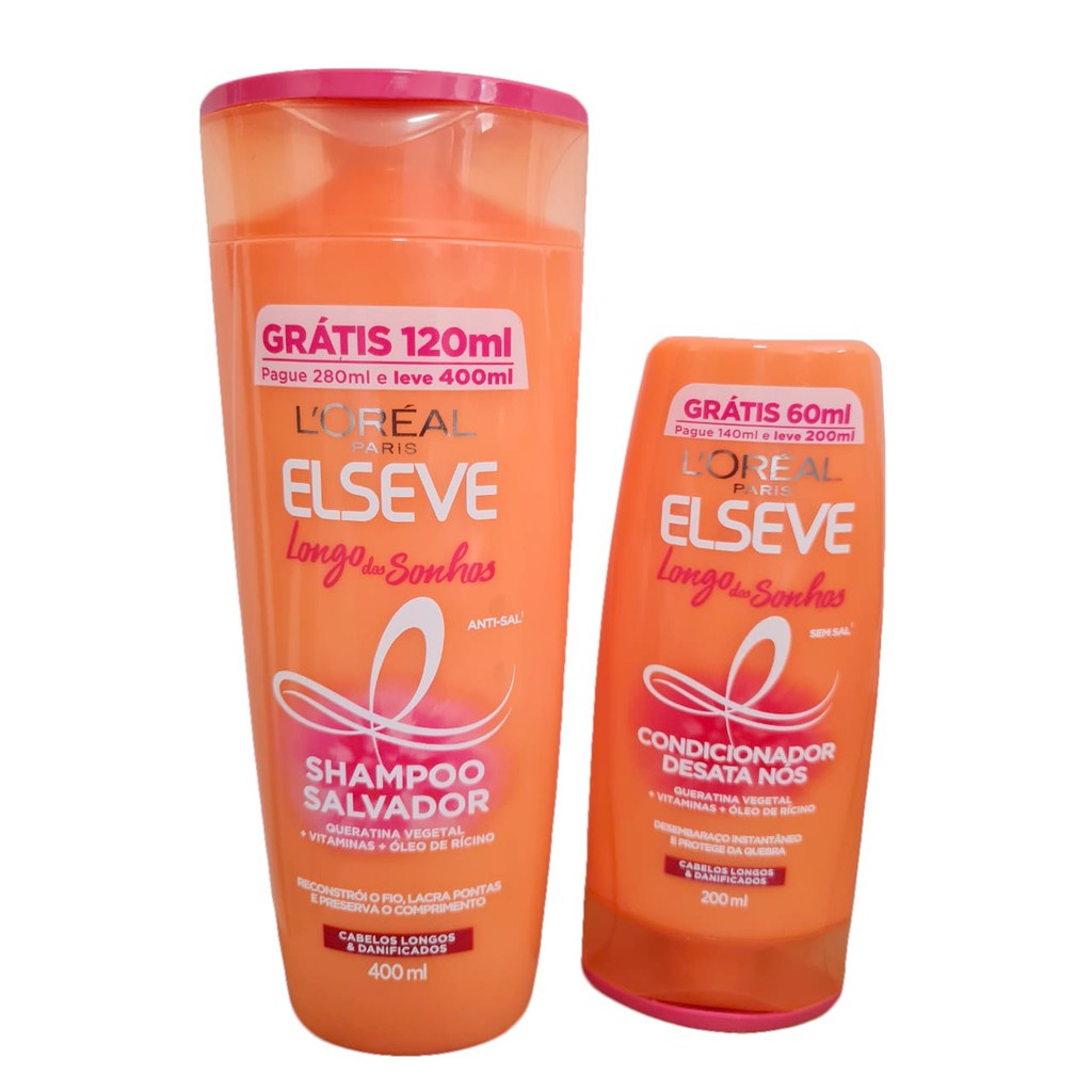 Kit L'Oréal Paris Elseve Longo dos Sonhos Shampoo 375ml + Condicionador 170ml | Shopee Brasil