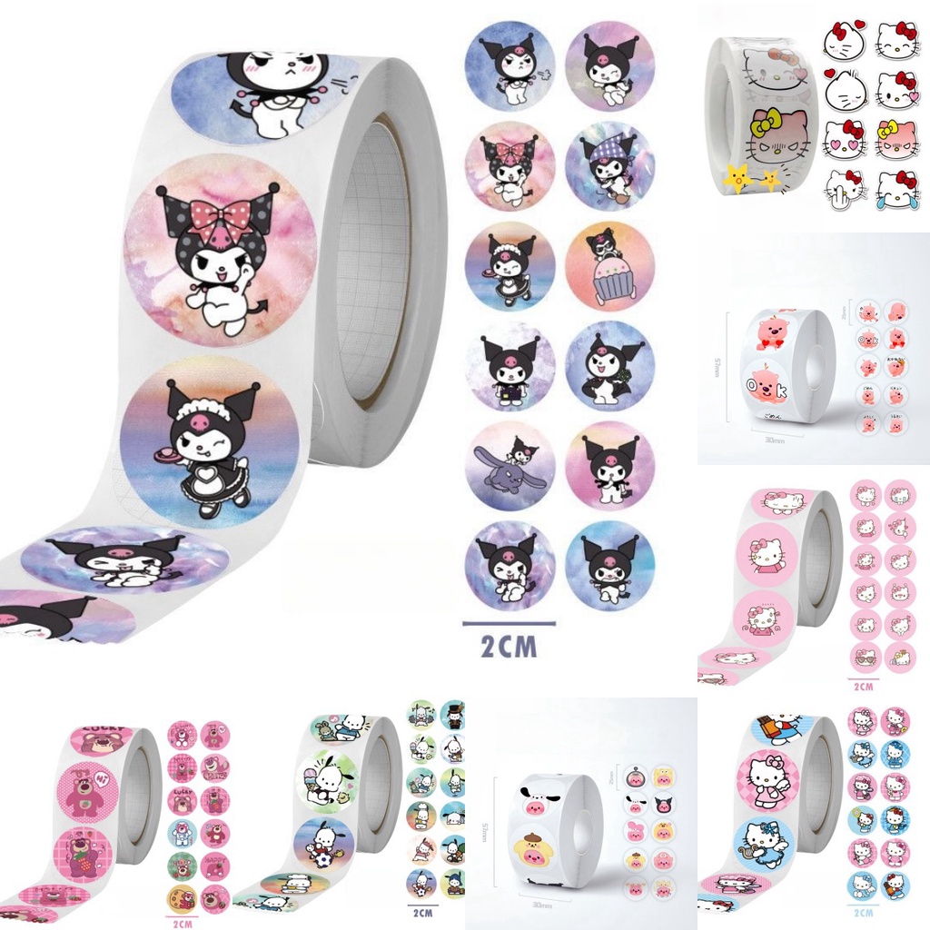 500PCS/Roll Cartoon Cute Sanrio HelloKitty Mymelody Lotso Loopy ...