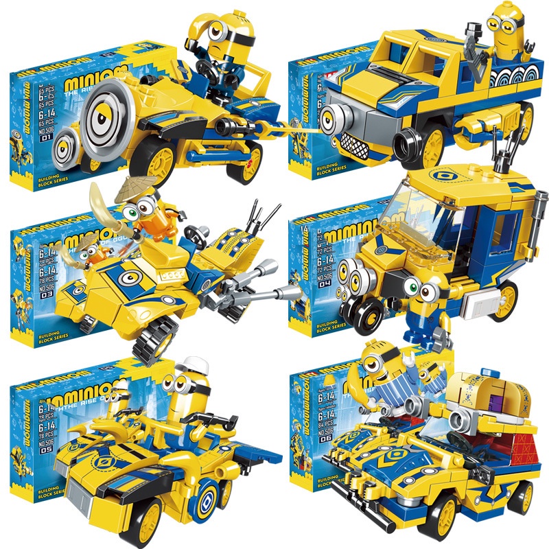 Kit 6 Carrinhos Bonecos Os Minions Miniaturas Bloco de montar ...