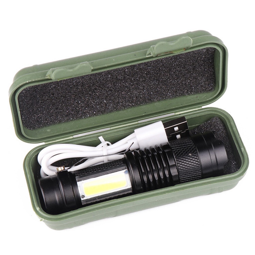 Mini Lanterna de Led Cree Police Tática Recarregável Zoom Forte ...