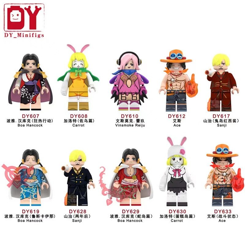 Brinquedo de Minifigura One Piece Luffy Ace Compatível com Lego Galate ...