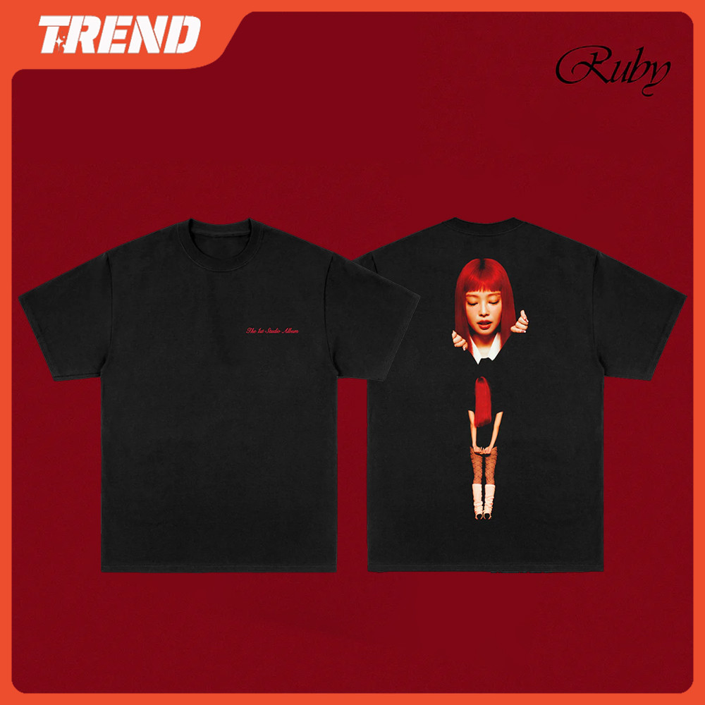KPOP BLACKPINK JENNIE Ruby Merch Camiseta De Algodão Plus Size Vintage Masculina E Feminina Rua ...