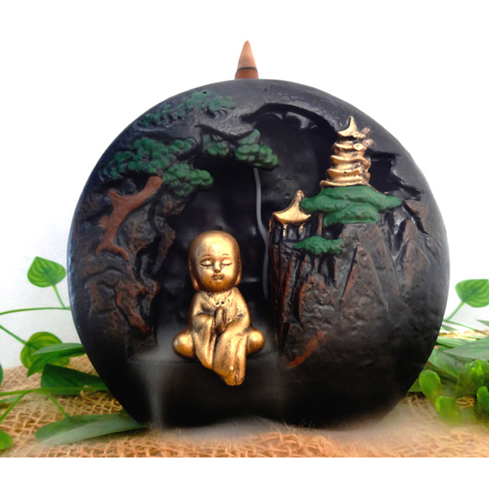 Incensário Cascata Vale Meditação Monge + Incenso Cone | Shopee Brasil