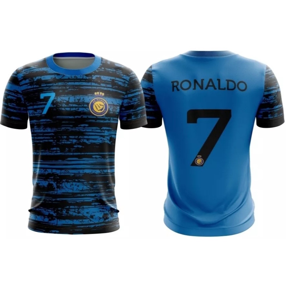 Camisa Futebol Infantil Al Nassr Ronaldo Cr7 2023 2024 Escudo Bordado