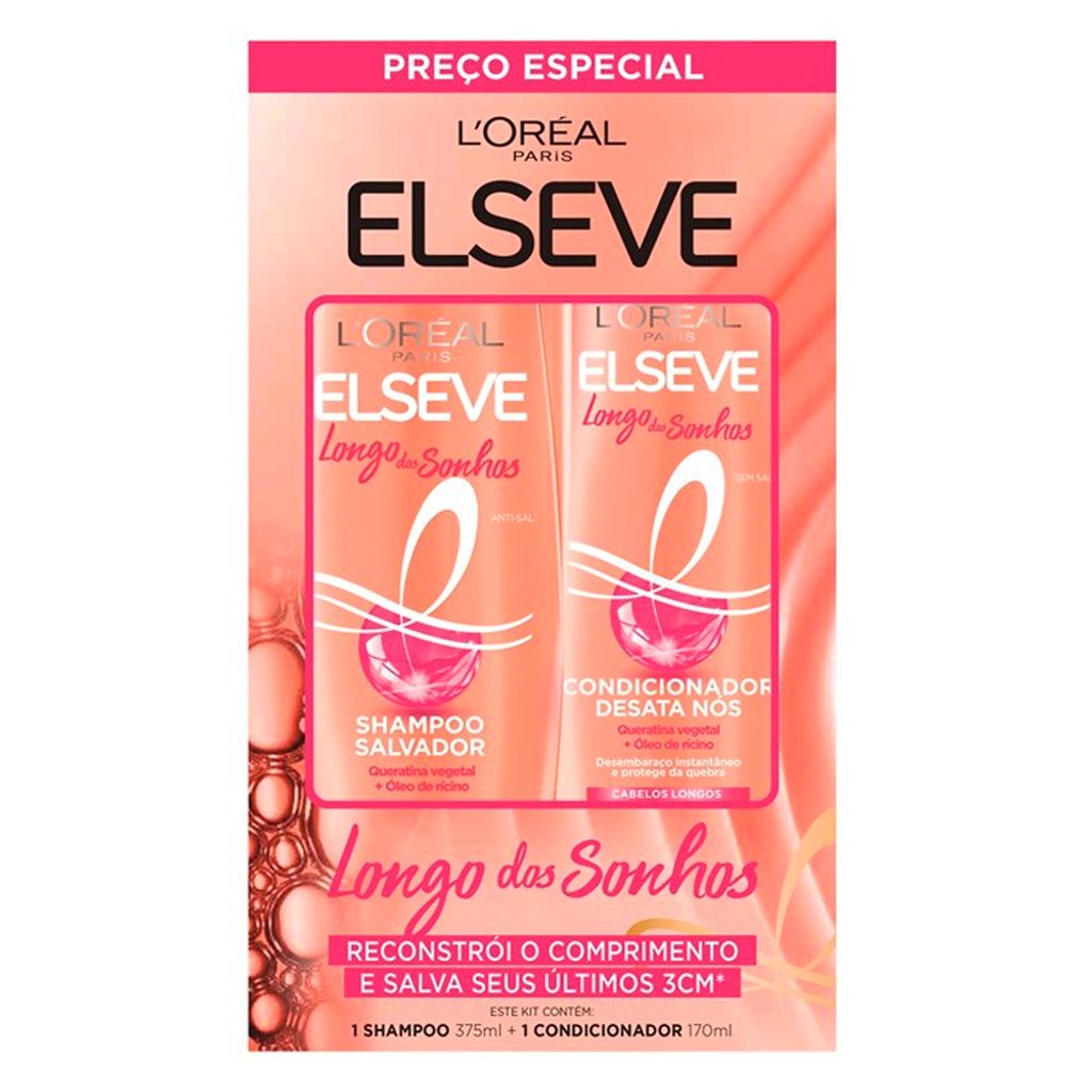Kit Elseve Longo Dos Sonhos Shampoo 375ml + Condicionador 170ml | Shopee Brasil