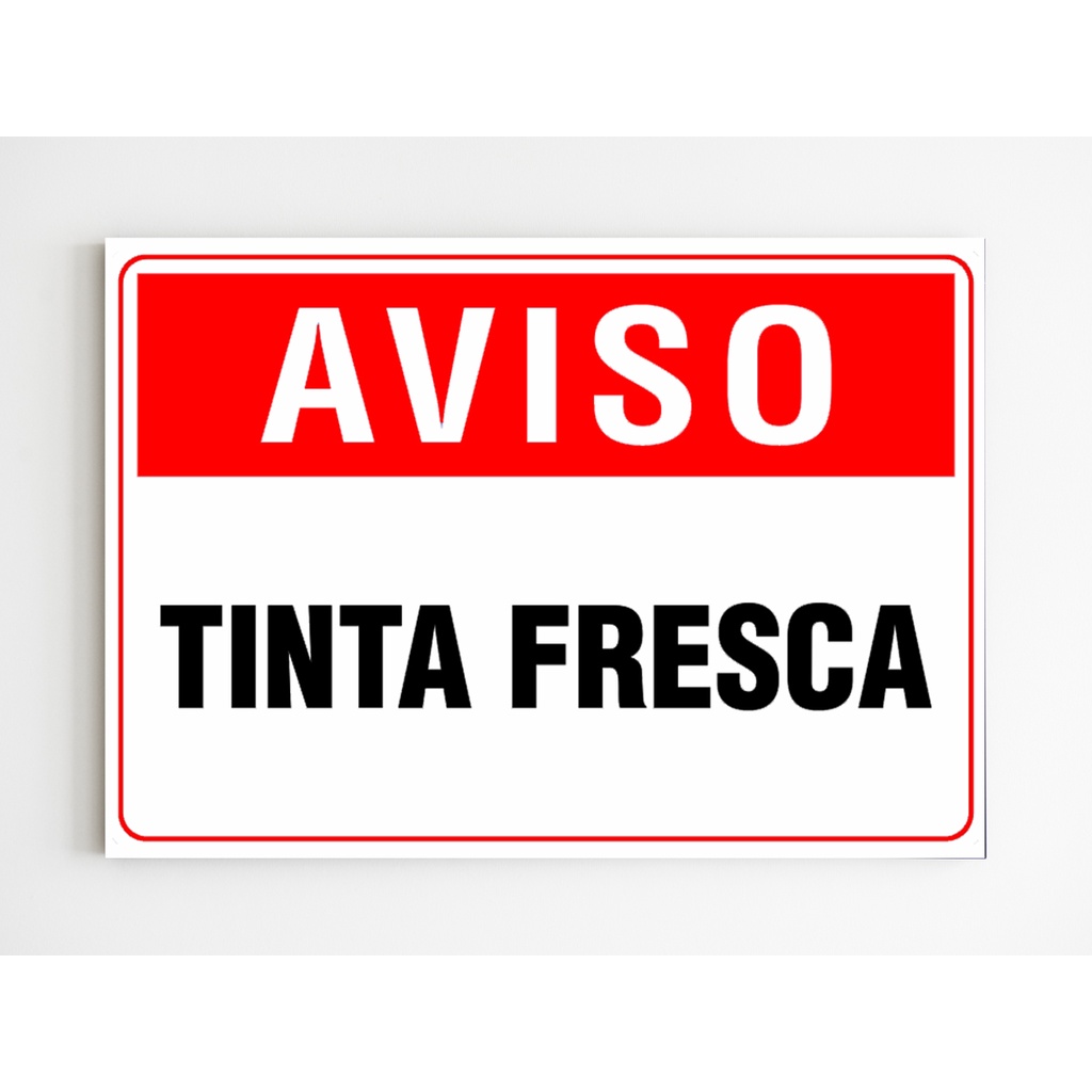 Placa de aviso tinta fresca mdf construção obra sinalização | Shopee Brasil