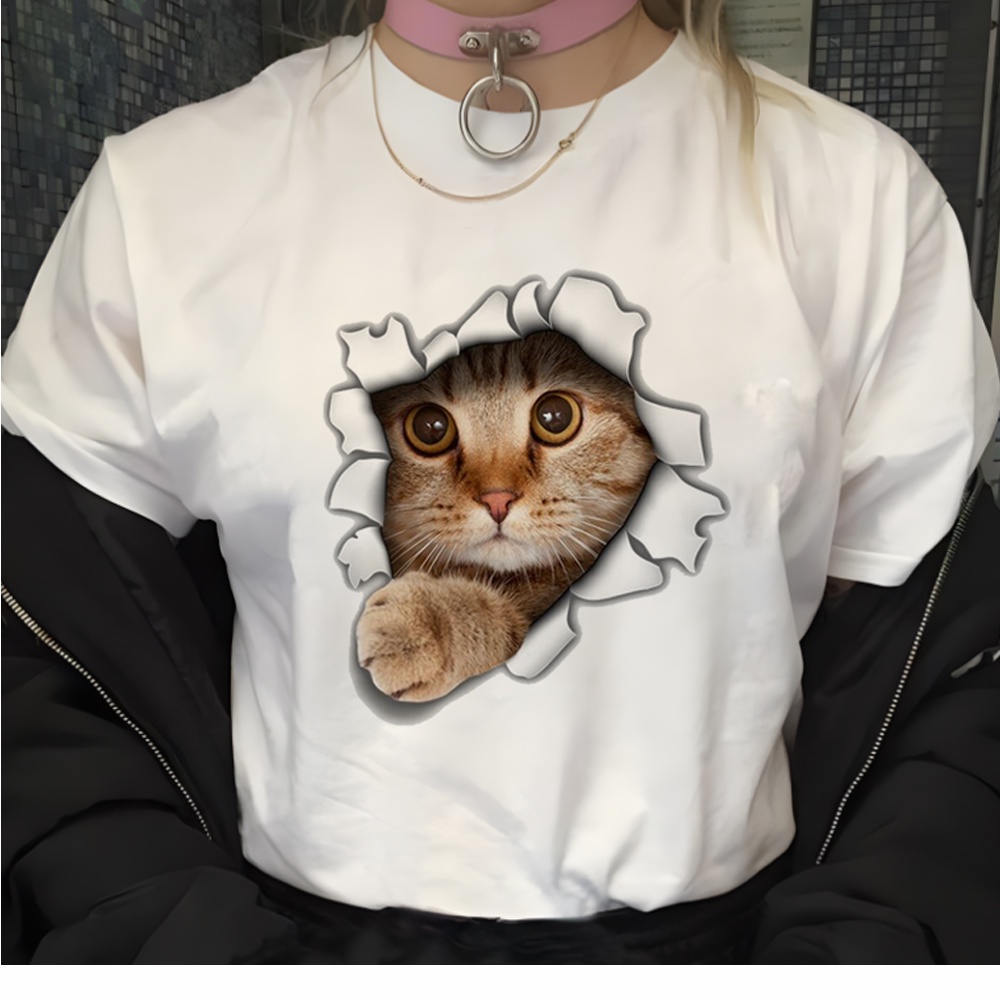 Y2k Gato 2000s Tees | Shopee Brasil
