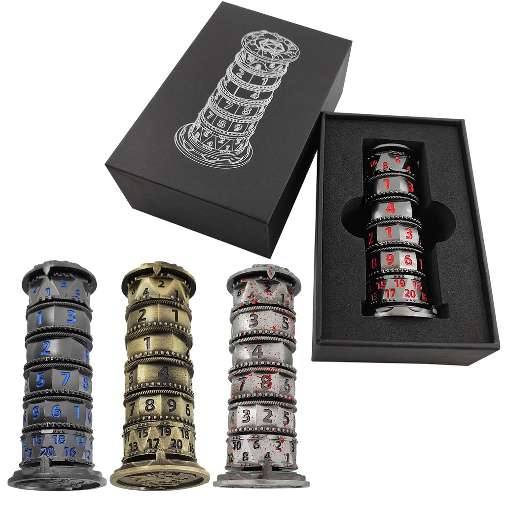 Acessórios para jogos de tabuleiro DND Metal 7 em 1 Torre giratória Dados COC TRPG DND TOC ...