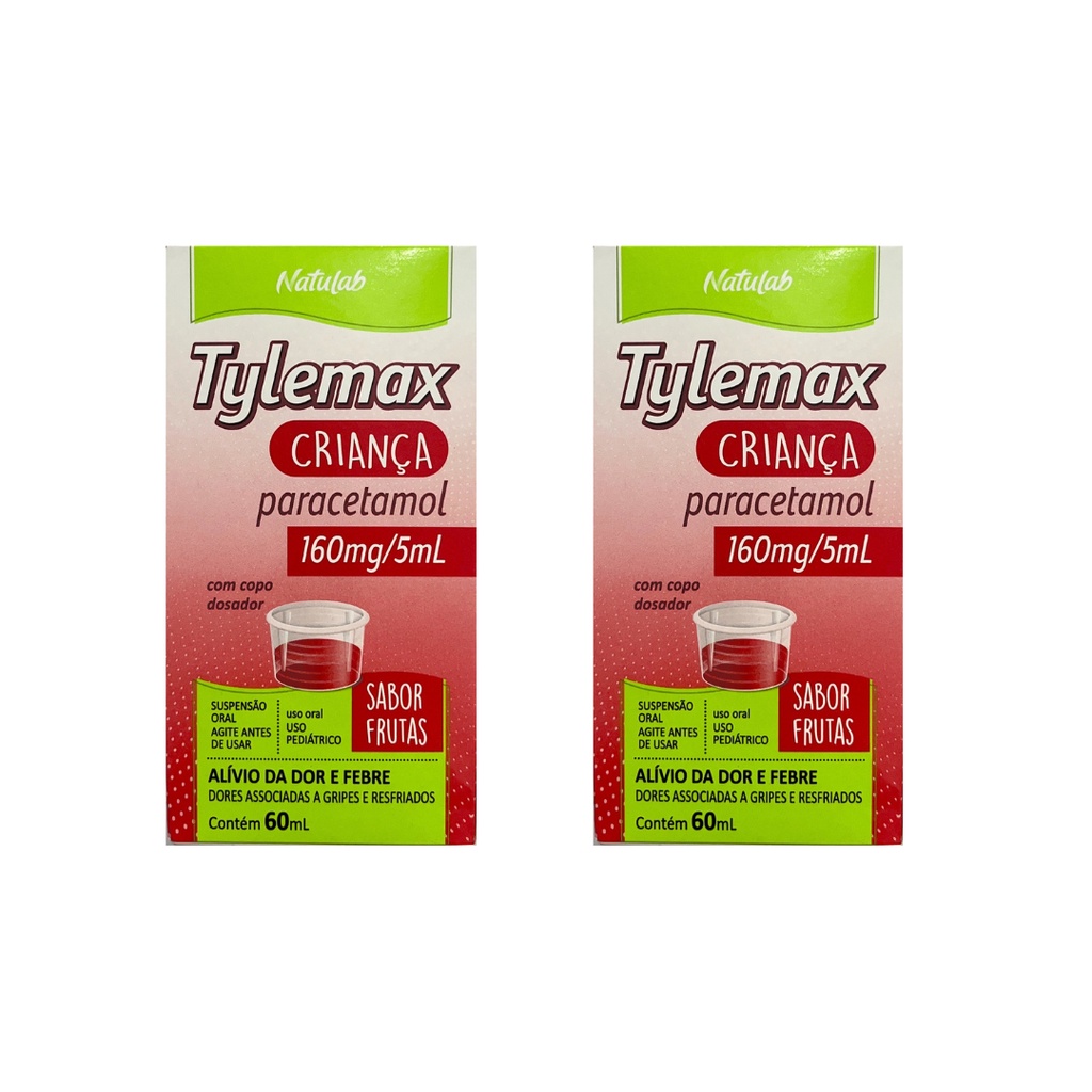 Kit 2 Tylemax 160mg/ml Suspenção Oral 60mL - Paracetamol | Shopee Brasil