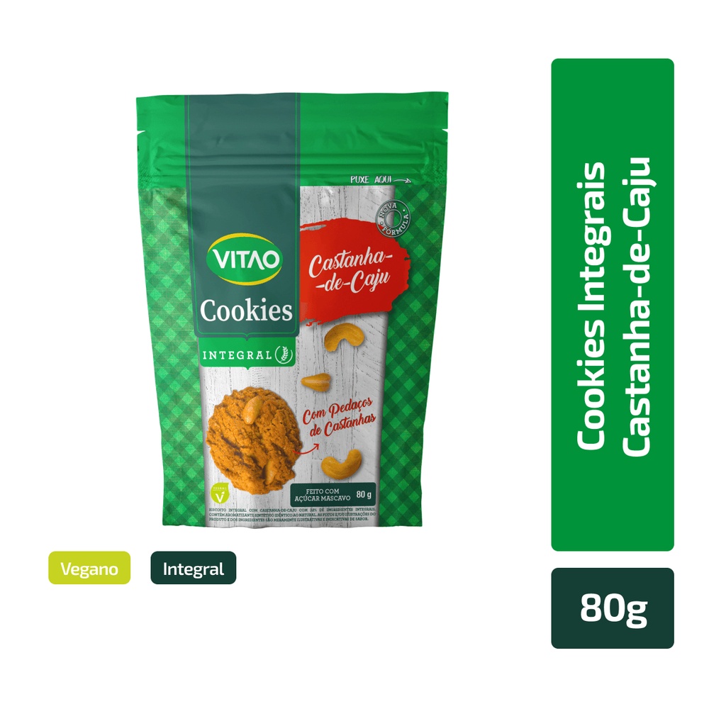 Cookies Integrais Castanha-de-Caju Vitao 80g | Shopee Brasil