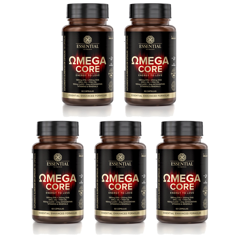 Ômega Core 60 cápsulas Essential Nutrition - 5 unidades - DPA, DHA ...