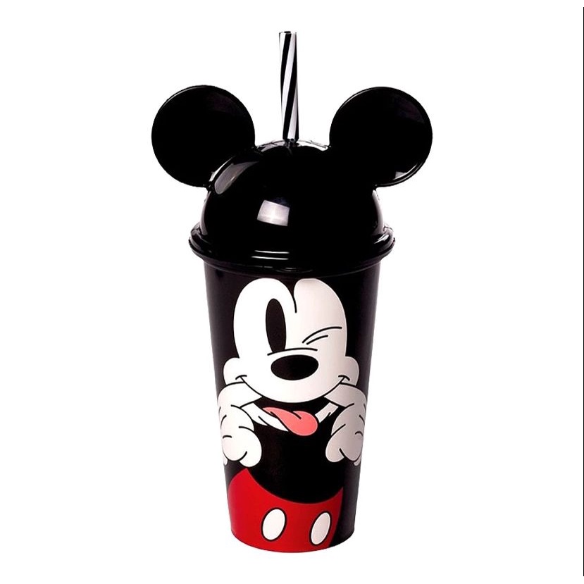 Copo Shake Com Canudo e Orelha Do Mickey Mouse 500ML | Shopee Brasil