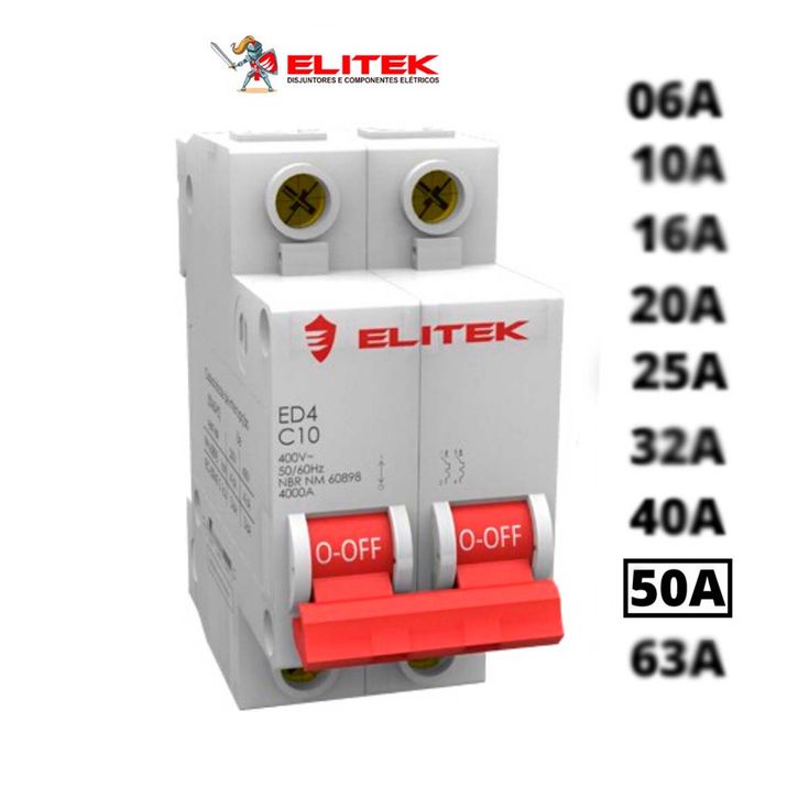Disjuntor Original Qualidade Elitek ED4 Bipolar 50A | Shopee Brasil