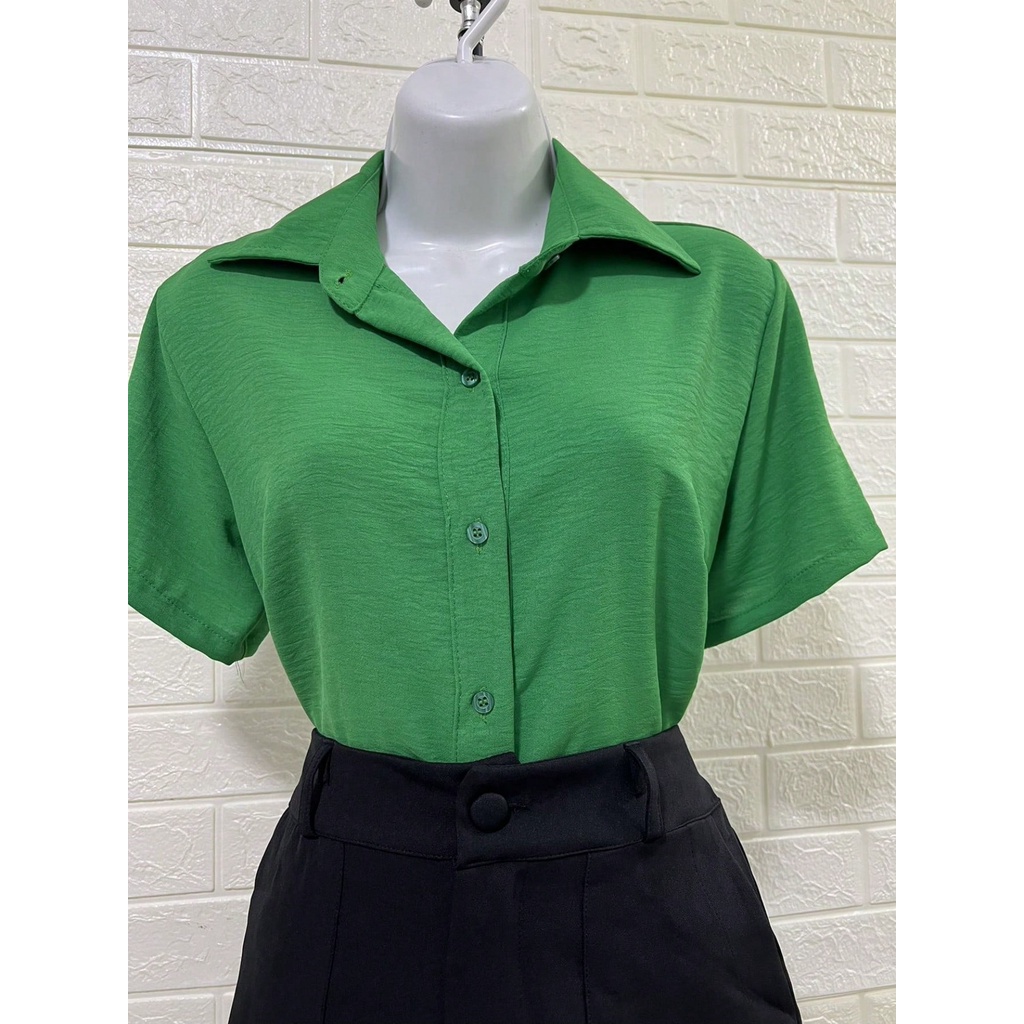 Camisa De Tecido Duna Manga Curta Feminina Moda Verão Casual Shopee