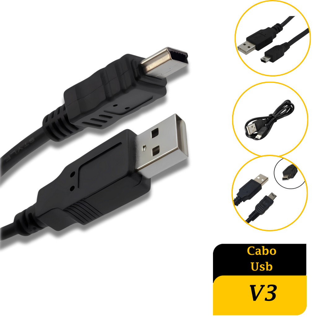 Cabo Usb V3 Para Carregar Celulares Gps Mp3 Mp4 3M Com Filtro | Shopee ...