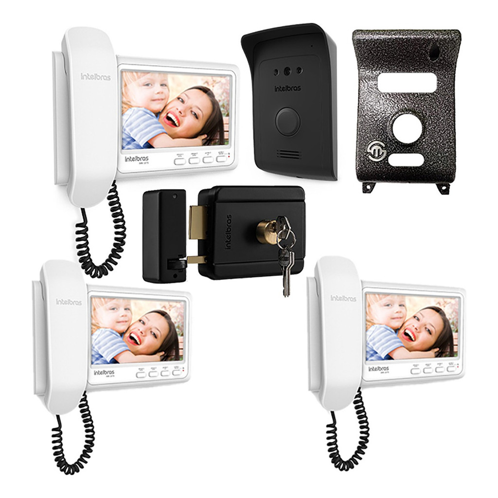 Interfone com câmera Ivr 1070hs, Protetor, Fechadura, 2 Extensão ...