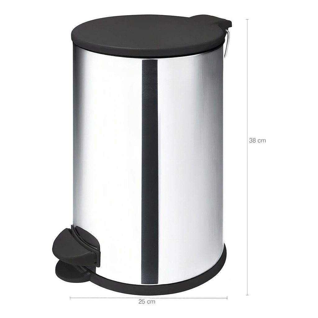 Lixeira Inox 12 litros Pedal E Tampa Preta linha Home Martinazzo ...