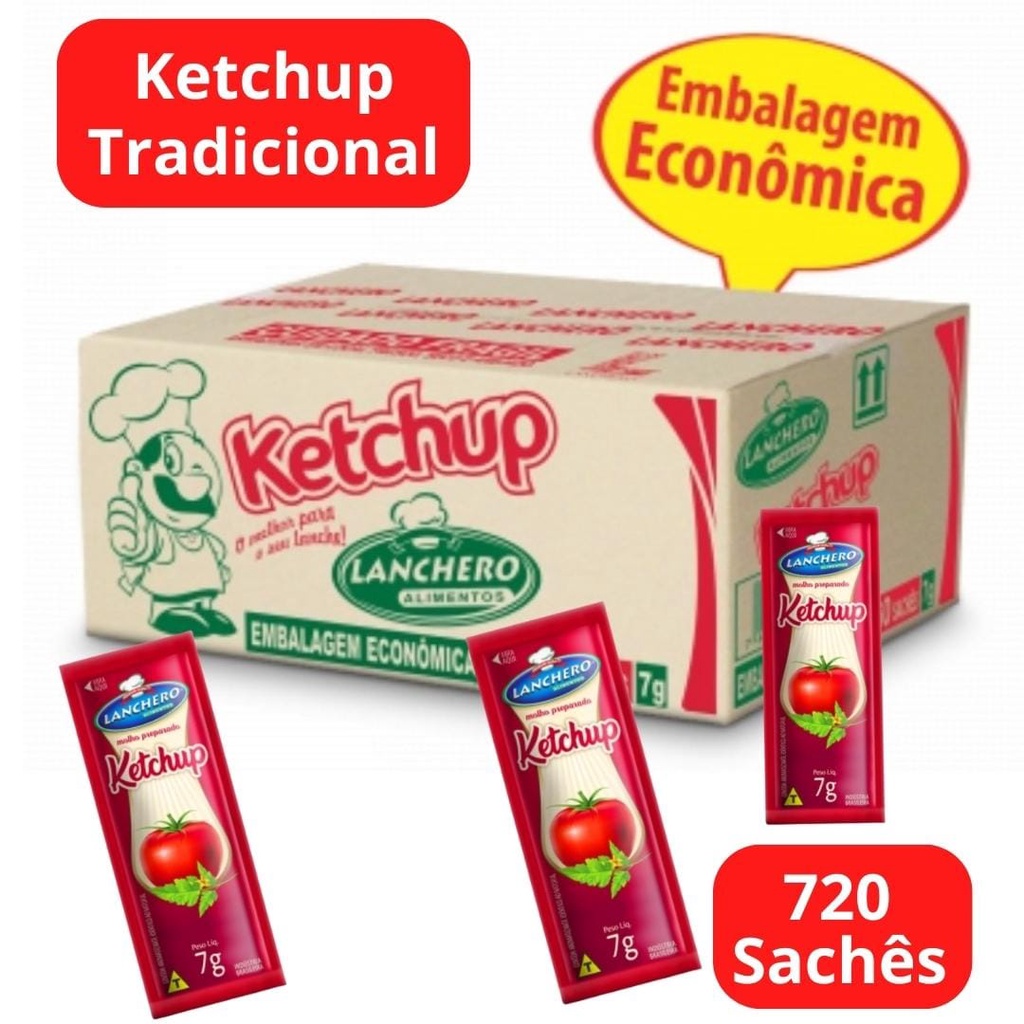 Sachê Ketchup Tradicional Lanchero 720 unidades | Shopee Brasil