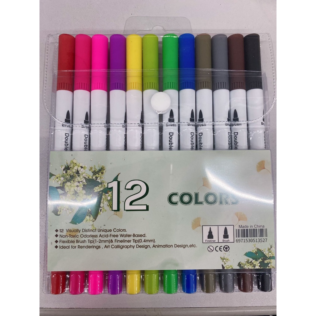 Caneta Brush Pen Kit Com 24 ou 12 Cores com ponta dupla pincel estilo ...