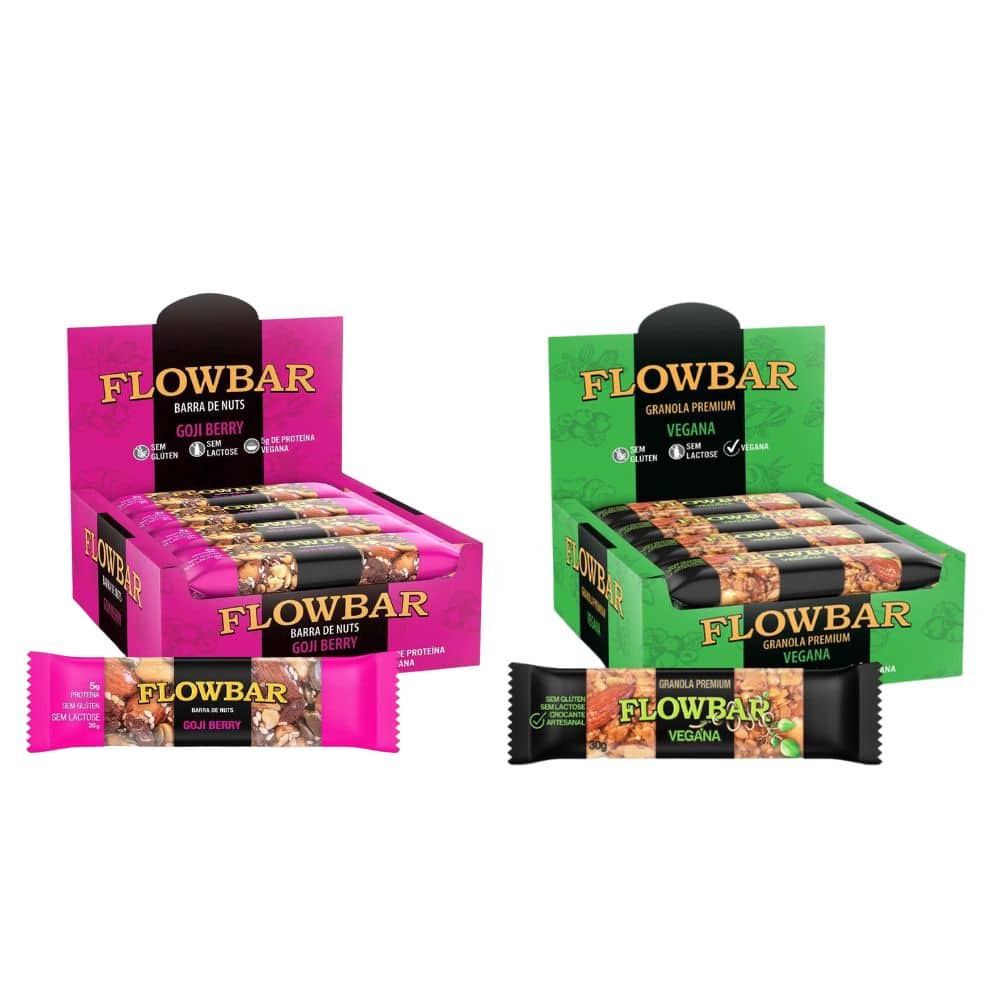 Kit 24 Barrinhas Nuts Goji Berry e Granola Vegana Flowbar | Shopee Brasil