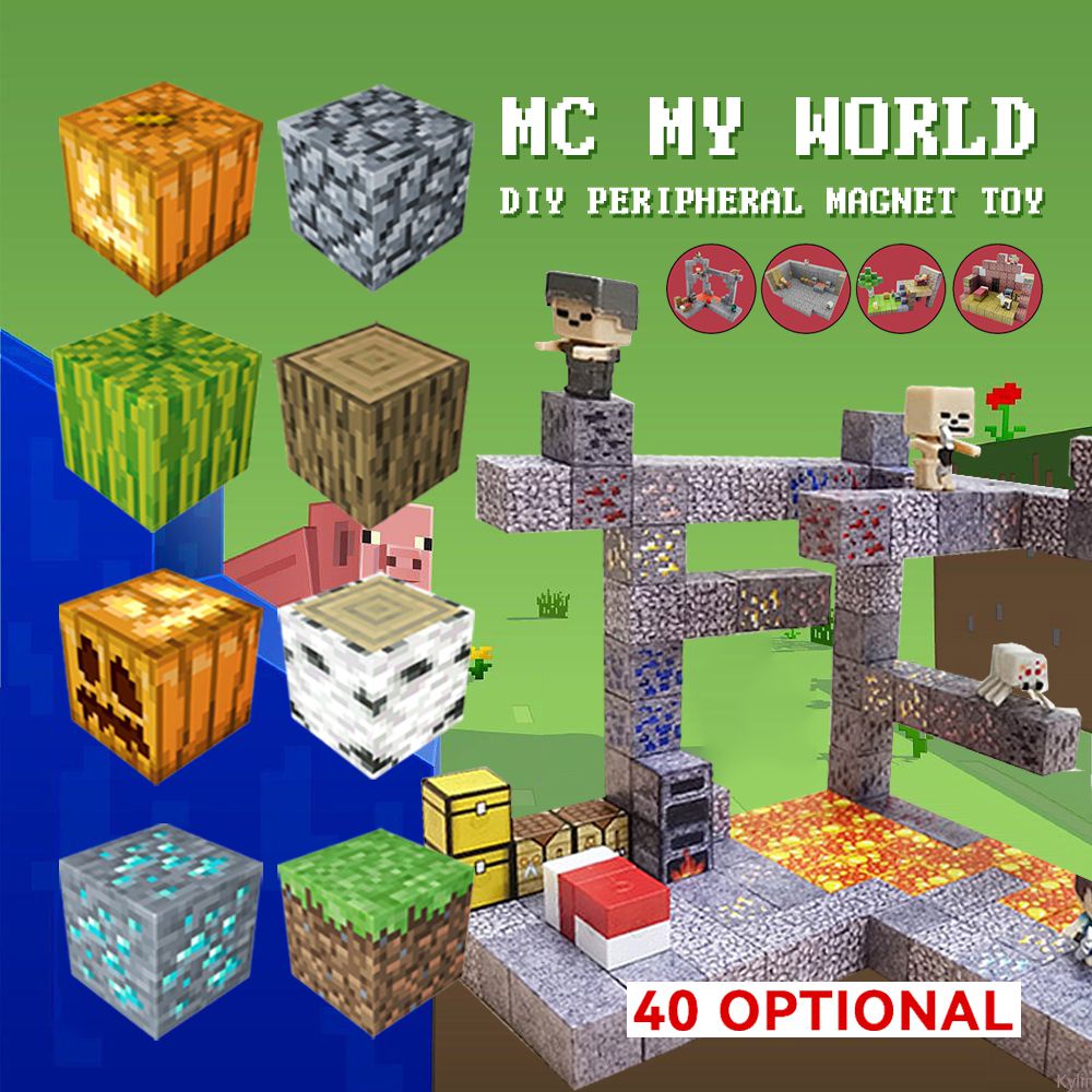 Minecraft DIY Magnetic Mc Toy Cube Bloco Educacional Infantil Criativo ...